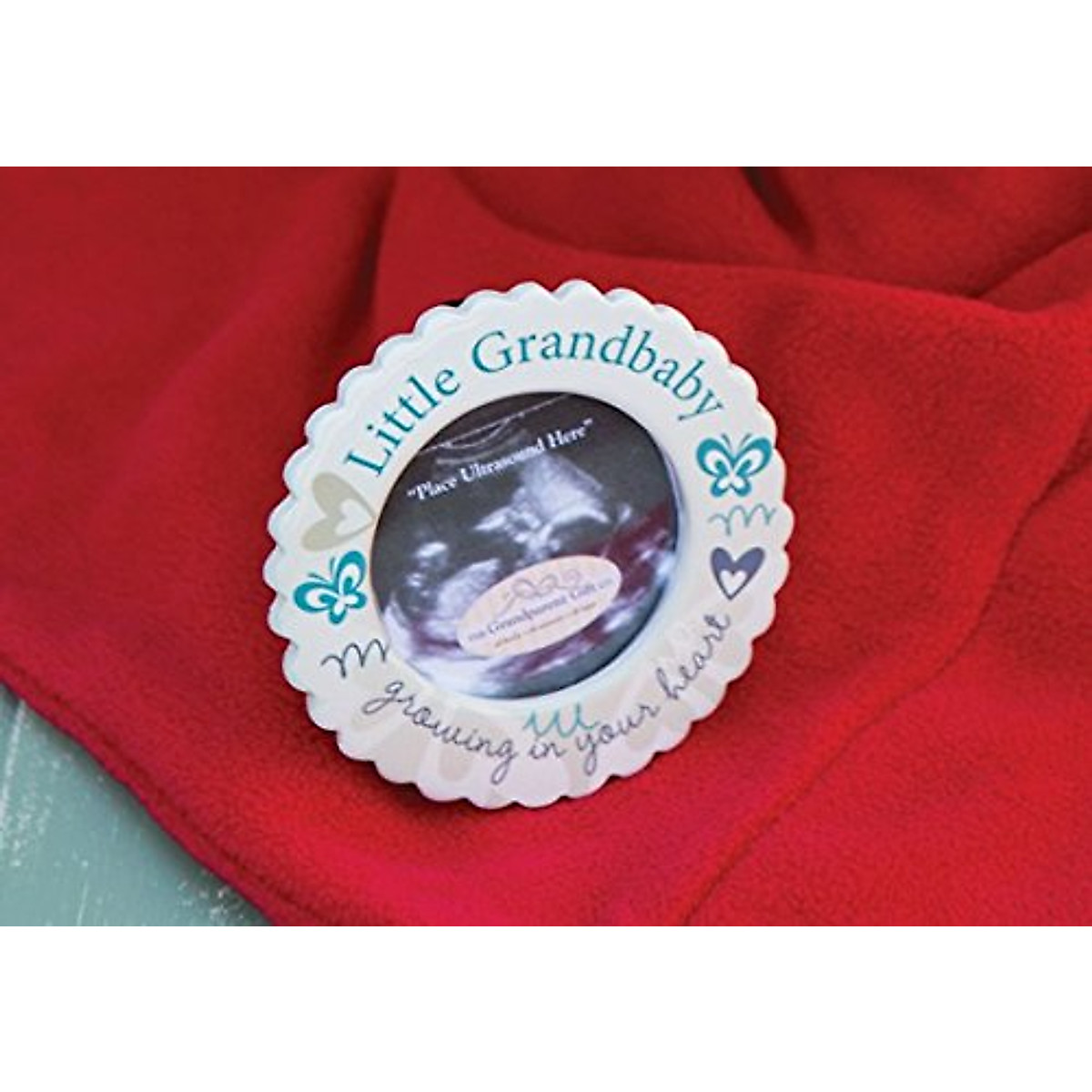 Little Grandbaby Growing In Your Heart Ultrasound Photo Ornament and Poem (Ornament Boxed w/ Poem)