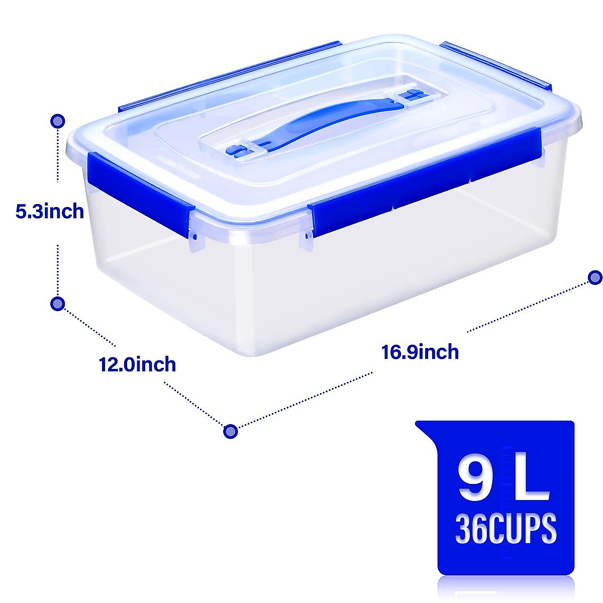 YORY large food storage containers with lid for cookies macarons bread cake flour sugar rice leftovers - freezer safe -extra big- box tub(9L/36cups-2pack)