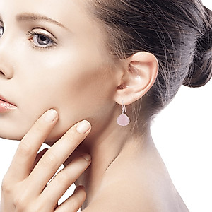 NOVICA Artisan Handmade Rose Quartz Dangle Earrings Sterling Silver from India Pink Birthstone [1.2 in L x 0.6 in W x 0.2 in D] ' Dancing Soul'