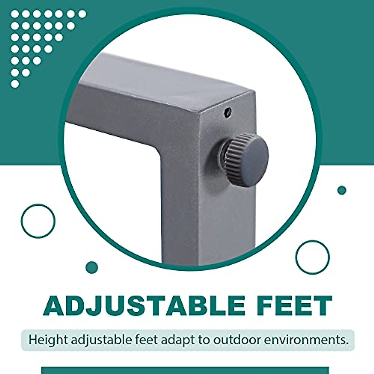 Soleil Jardin Outdoor Ottomans for Patio Set of 2, Assembled Aluminum Outdoor Footstool with Grey Cushions, Small Seat Furniture for Garden Yard Deck Poolside, Dark-Grey Frame