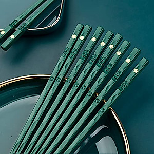 5 Pairs Food Grade Polymer Laser Engraving Japanese Chopsticks, Squared Edge Non-Slip Reusable Sushi Sticks Hashi Handmade Christmas Gift (Five pairs antique chopsticks)