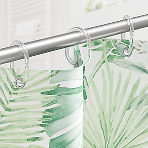 Amazer Plastic Shower Curtain Rings Hooks, Shower Curtain Hooks Rings, 24 Pcs Shower Hooks for Shower Curtain, C Shaped Shower Rings for Curtain, Clear Shower Curtain Rings for Bathroom Shower Rod