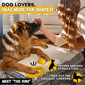 WoofBite Indestructible Dog Ball - Lifetime Replacement - Medium & Large Breed - Ultra Durable for Aggressive Chewers - Natural Rubber - Fetch Tug & Chew - 3in - Yellow (Highly Visible Color for Dogs)