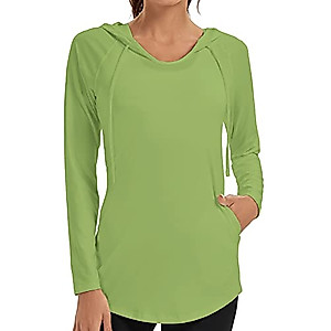 Vodi Mosa Lighweight Thin Hoodies For Women Summer Fall Athletic Hooded Sweatshirts Womens Sun Shirt（Green, L）