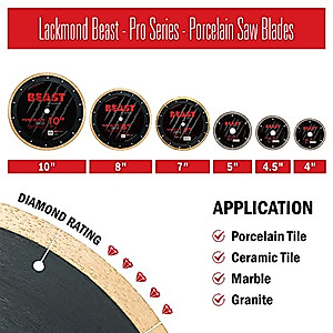 Lackmond Beast Pro Porcelain Saw Blade - 10" Hard Tile Cutting Tool with Thin Kerf Cutting Edge & 5/8" Arbor - BP10
