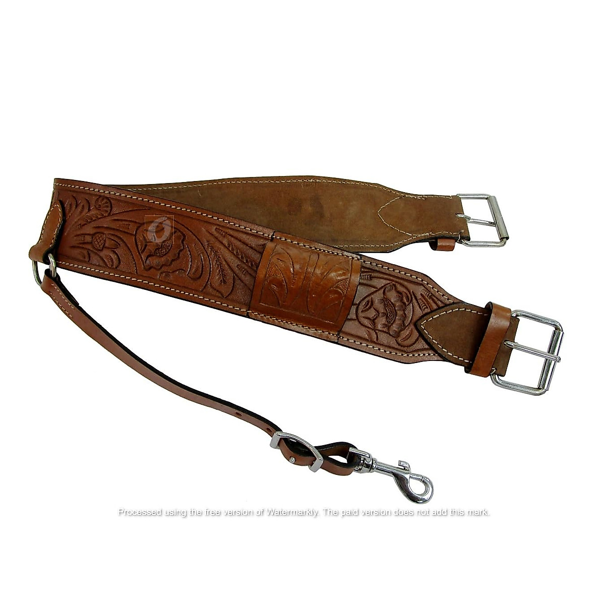 Floral Tooled Leather Back Rear Cinch Flank Billet Western Horse Girth Trail TACK