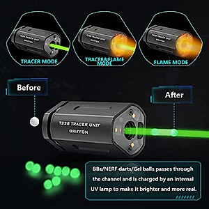 T238 Airsoft Tracer Unit, 14 CCW Thread Tracer Unit with Dynamic Gunfire Tracer for Small Airsoft/Gel Ball Blasters Accessories (Black)