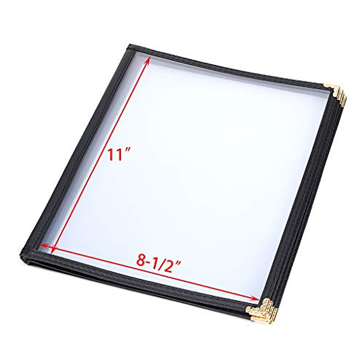 OwnMy 2PCS 8.5 x 11 Inch Menu Covers, 4 Page 8 View Transparent Restaurant Menu Covers Book with Leatherette Trim and Decorative Corners, Fit for Standard Letter Size Paper