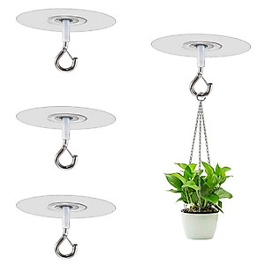 GHASYXL No Drilling Ceiling Hooks Adhesive Ceiling Plant Hooks Sticky Eye Hooks for Hanging Bird Feeders Indoor Outdoor Decoration Hooks(4, Circular)