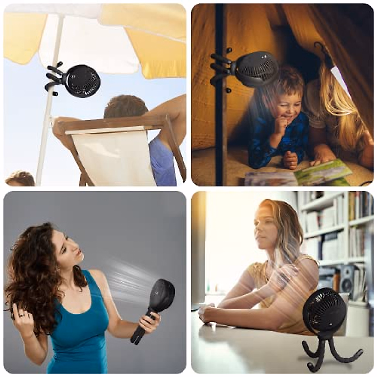 Stroller Fan - 65Hrs 12600mAh Rechargeable Fan, Timing Car Seat Fan, Portable Clip On Fan, Car Fan for Baby, Battery Operated Fan for Baby Stroller, Peloton, treadmill, Golf Cart, Beach, Bed, Dog