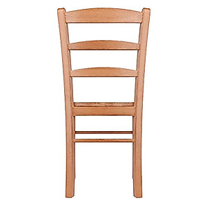 Contemporary Home Living Set of 2 Light Oak Beige Dining Chairs with Ladder Backrest, 34.50
