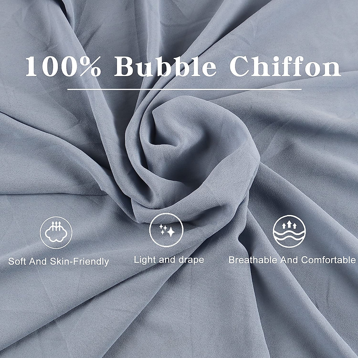 Muslim Women Instant Chiffon Hijab with Tie Back Under cap Fashion Solid Color Soft Chiffon Scarf With Hijab Inner Cap (Forever Blue)