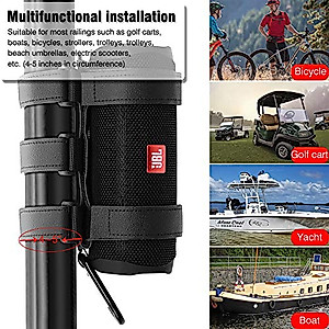 OAONY Portable Speaker Mount for Golf Cart Railing Bike or Boat -Waterproof Outdoor Adjustable Strap for Most Bluetooth Wireless Speakers Attachment Accessory Holder Bar Rail