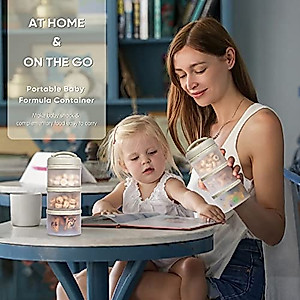 Termichy Stackable Formula Dispenser Portable Milk Powder Container, 2 Pack, Warm Grey