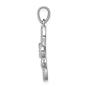 Diamond2Deal 925 Sterling Silver Rhodium-plated CZ Fleur de Lis Pendant