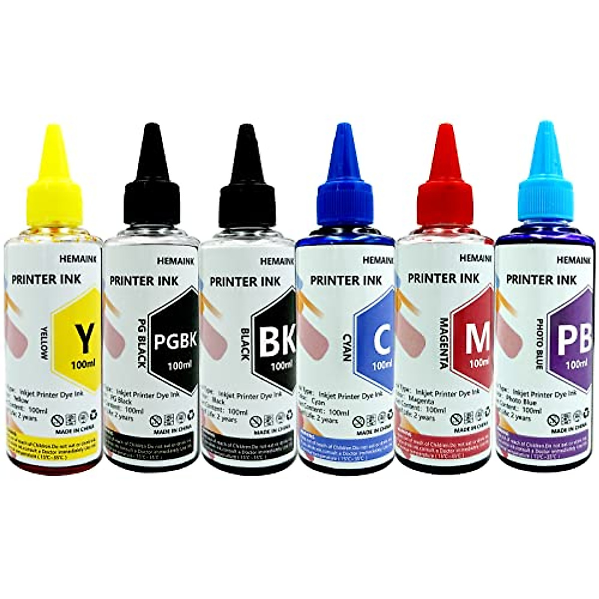 HEMAINK Empty Refillable Ink Cartridge and 6 Bottles Ink Compatible for Canon 280xxl 281xxl PGI-280XXL CLI-281XXL for PIXMA TS9120 TS8120 TS8220 TS8320 Printer ( PGBK,BK,C,M,Y,Photo Blue ) 6 Colors