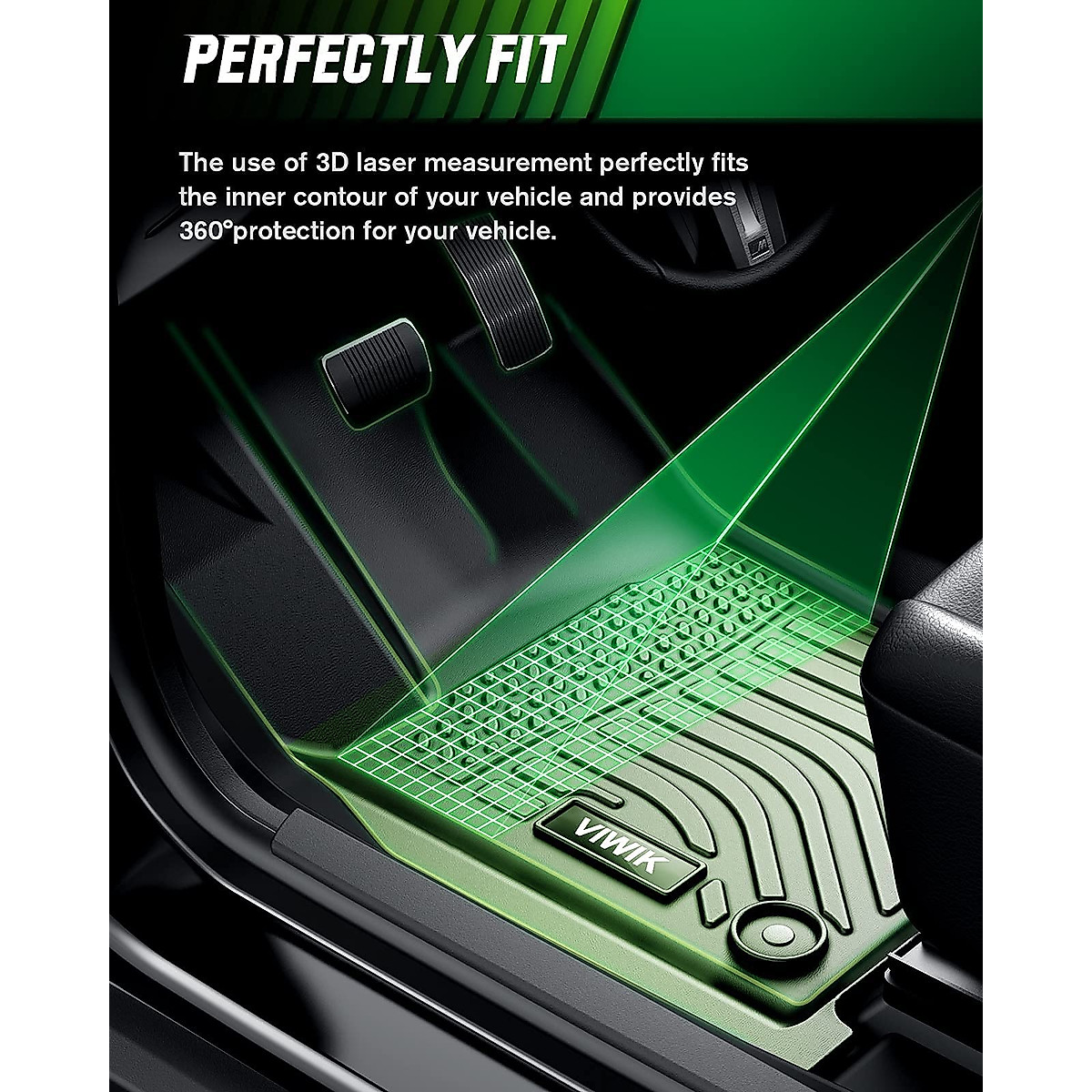 VIWIK Floor Mats for Toyota Tacoma 2018-2023 Double Cab Only Auto, TPE Rubber Car Mats All Weather Protection Custom Floor Liners for Toyota Tacoma Double Cab 1st and 2nd Row Non-Slip Odorless