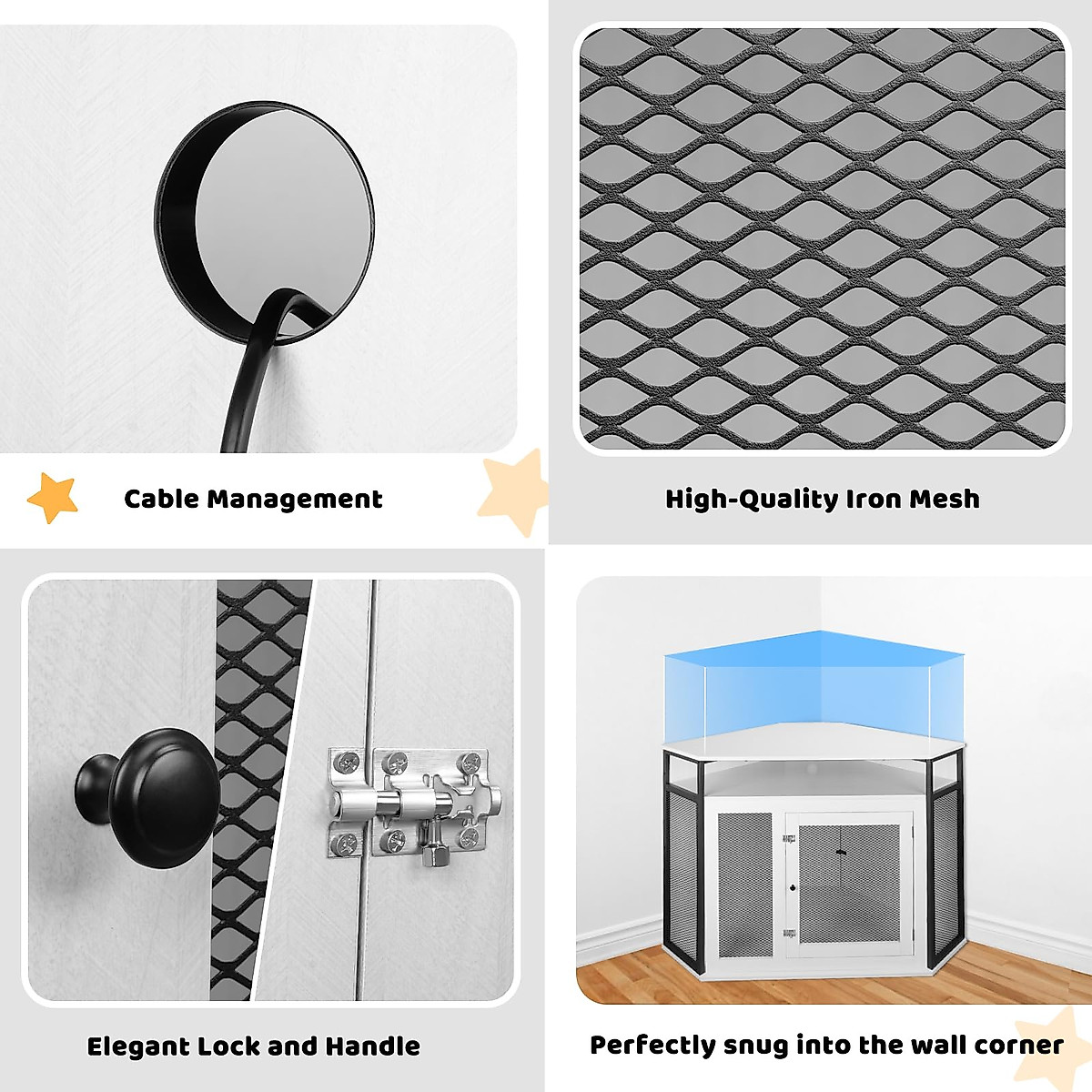 Dreamania Corner Dog Crate Furniture with Storage, 51.3" Upgraded Modern Dog Cage, End Table, Indoor Pet Crate Small Medium Large Dogs, White, Perfect for Limited Room