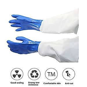Jewboer 23.6" Canvas Rubber Sandblasting Sand blaster Protection Gloves for Sandblast Cabinets XL,1 pair