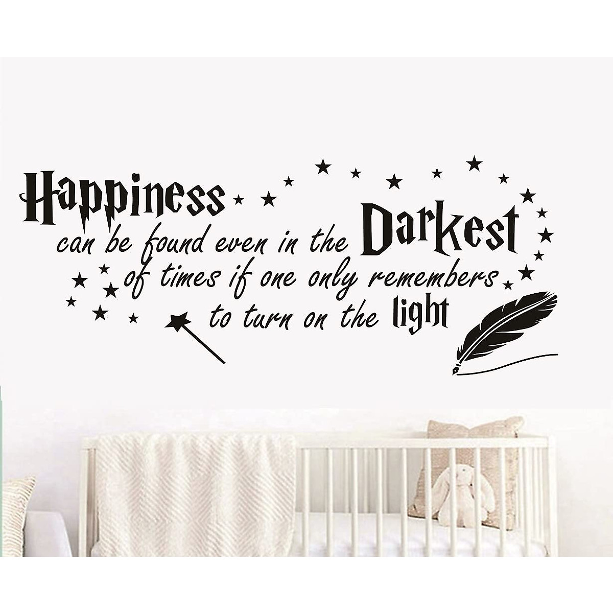 Quote Happiness can be Found Even in The Darkest Wall Sticker Decor Nursery Decal for Kid’s Room