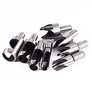 8 Pcs Chamfer Wood Plug Cutter Drills Straight & Tapered Taper Claw Type Drill Bits 5/8" 1/2" 3/8" 1/4" Woodworking Cutting Tool
