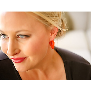 Aqua Blue Frosted Lucite Acrylic Square Hoop Earrings - SQH-BL-1