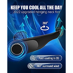 RIYA Bladeless Neck Fan - 5200mAh Personal Portable Air Conditioner - 360° Cooling Wearable Fan - Low Noise, Up to 20Hrs Rechargeable Battery for Travel Outdoor, Camping, Office