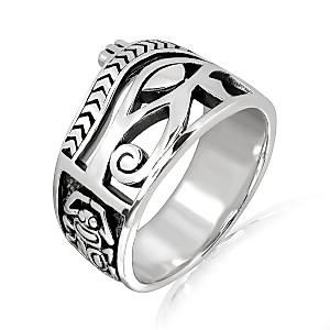 WithLoveSilver 925 Sterling Silver Ancient Egyptian Eye of Horus Symbol of Protection Ring (12)