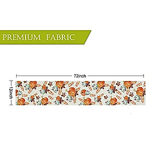 Fall Table Runner Watercolor Pumpkin Autumn Harvest Thanksgiving Table Runners Holiday Dining Room Kitchen Table Party Decoration 13 x 72 Inch