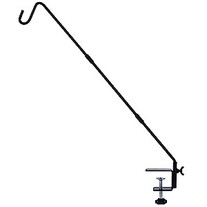 Juegoal Heavy Duty Deck Hook with 2 Inch Non Slip Clamp, 25 to 36 Inch Extended Reach Deck Hook, Adjustable Rail Pole Plant Bracket for Hanging Bird Feeder, Plants, Lanterns, Wind Chimes