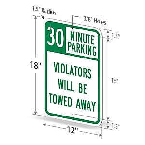 SmartSign - K-5710-AL-12x18 "30 Minute Parking - Violators will be Towed Away" Sign | 12" x 18" Aluminum