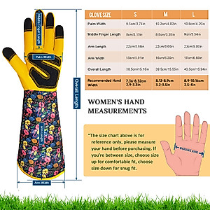 WANCHI Long Sleeve Leather Garden Gloves for Women Thorn Proof Rose Pruning Gardening Gloves Light Protective Work Gloves for Yard & Outdoor Work Gardening Gifts for Women Small