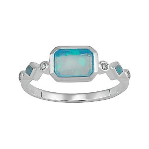 Silpada 'Intergalactic' Lab-Created Opal and Cubic Zirconia Ring in Sterling Silver, Size 9, Size 9
