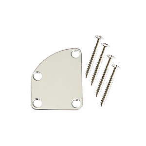 Metallor Electric Guitar Neck Plate Curved Cutaway Semi Round Neck Joint Back Mounting Plate 4 Holes with Screws Compatible with Stratocaster Telecaster Style Guitar Bass Parts Replacement
