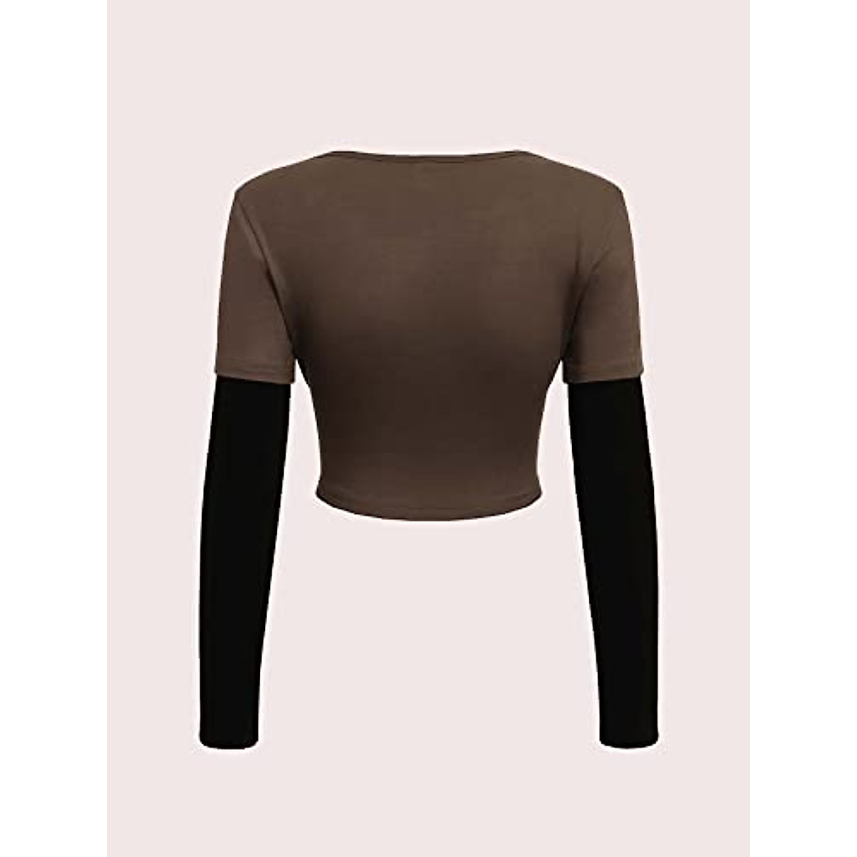 SOLY HUX Women's Y2K Shirt Gothic Long Sleeve Crop Tops Graphic Tees Skull Floral Print T Shirts Coffee Brown S