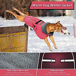 Lelepet Dog Winter Jacket, Reflective Dog Winter Coat with Adjustable Buckle & D-Ring Windproof Warm Dog Padded Coat for Cold Weather Fleece Turtleneck Dog Vest Pet Apparel for Small Medium Large Dogs