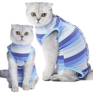Ambreview Cats Recovery Suit, Kitten Recovery Onesie Female Cats Abdominal Wounds Bandages Cone E-Collar Alternative After Surgery, Cat Spay Bodysuit for Female Cats and Dog