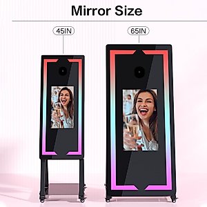 Magic Mirror Photo Booth 65in Built-in Capacitive Mini PC Downloadable Software/Instant Photo Printing(Only for DSLR Cameras)-OLYLO