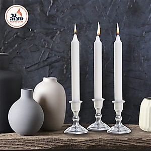 Ner Mitzvah Classic White Taper Candles – 7 Inch Candles - 60 Bulk Pack - for Shabbat Candles, Dinner Tables, Restaurants, Ceremonies and Emergency - 6 Hour Burn Time