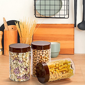 Fasmov 20 Pack 12 Oz Clear Empty Plastic Jars with Screw-on Lids, Ideal Containers for Kitchen and Home Storage, Brown