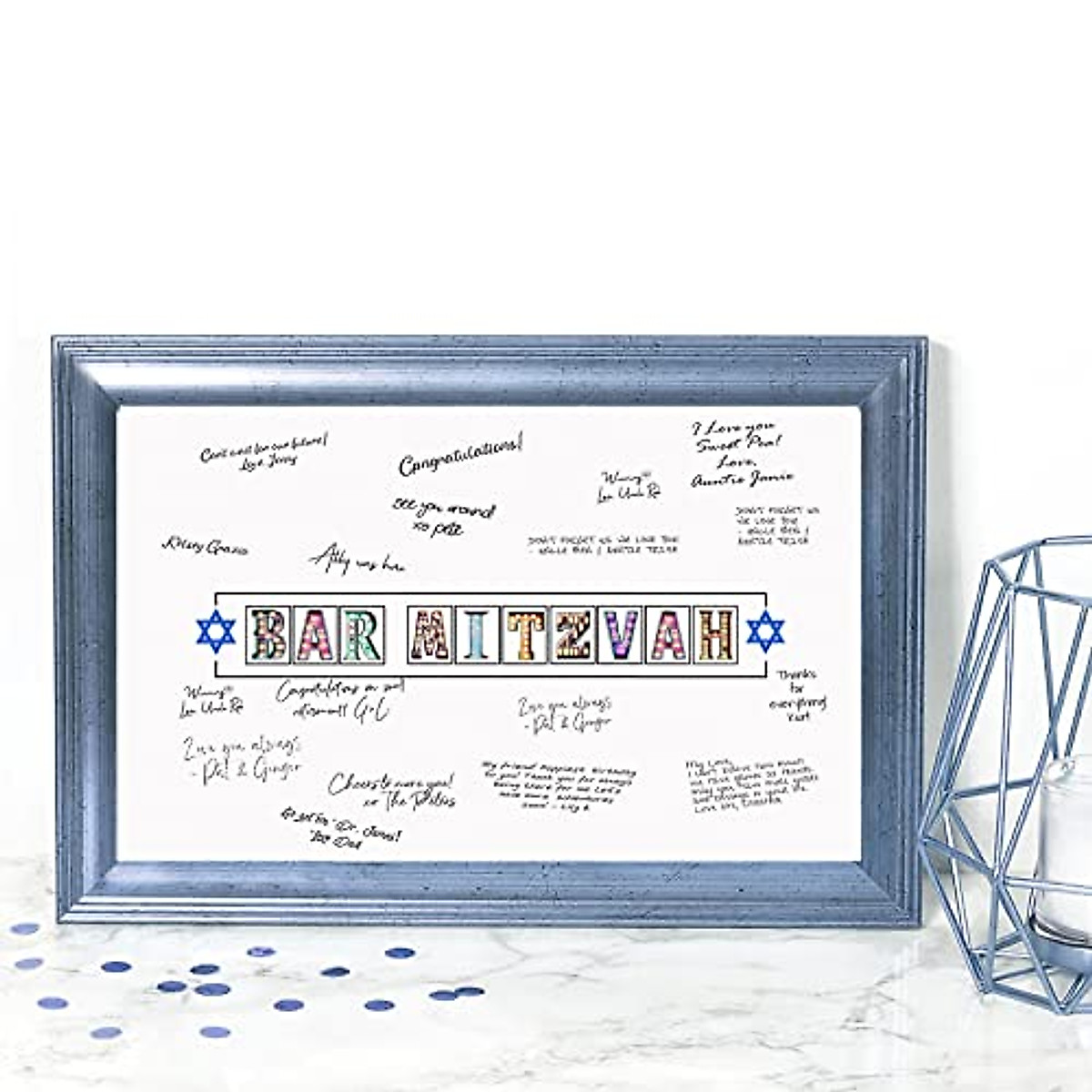 Bar Mitzvah Birthday Party Decorations Signature Card Supplies Or Creative Gifts - Bar Mitzvah Sign In Board Guest Book 11x17 Inch“Unframed” Wall Art Poster Birthday Keepsake Sign For Boy Girls