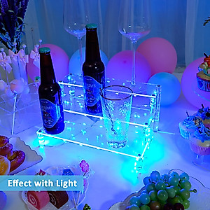 YestBuy 3 Tier Shelf Cake Pop Stand (Blue) + 4 Tier Premium Cupcake Holder – Acrylic Cupcake Tower Display – Cady Bar Party Décor – Acrylic Display for Pastry Weddings, Birthday(Colorful Light)