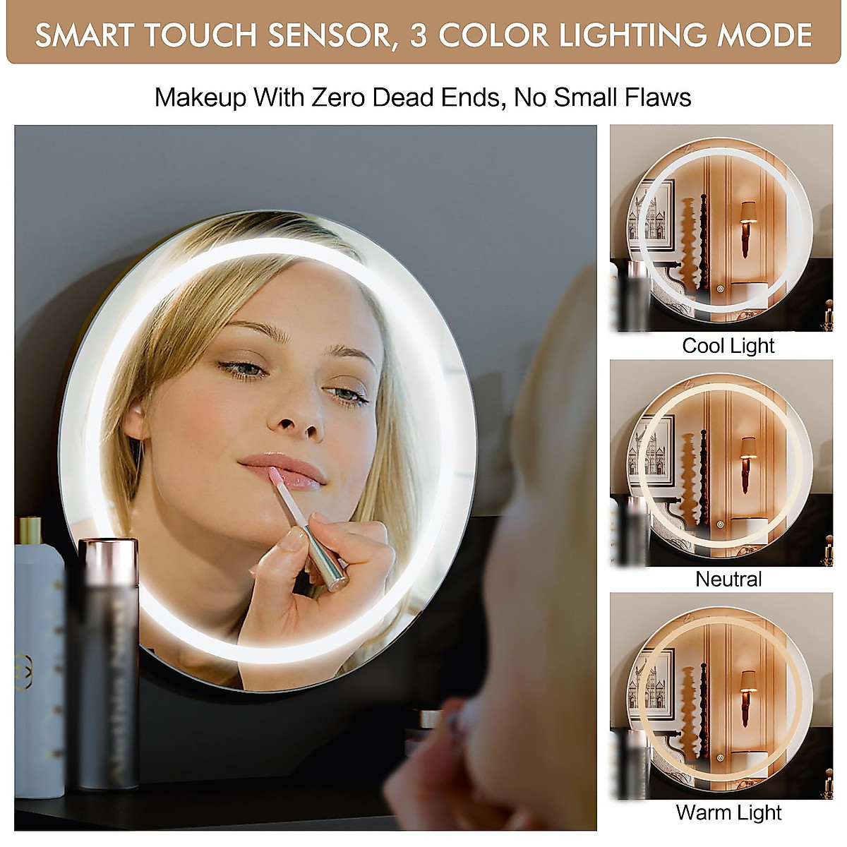 DOLILO 35" Vanity Desk with Mirror and Lights, Makeup Vanity with Lights, 3 Modes Brightness Adjustable, Vanity Mirror with Lights and Table Set with Vanity Stool 3 Sliding Drawers (Black)