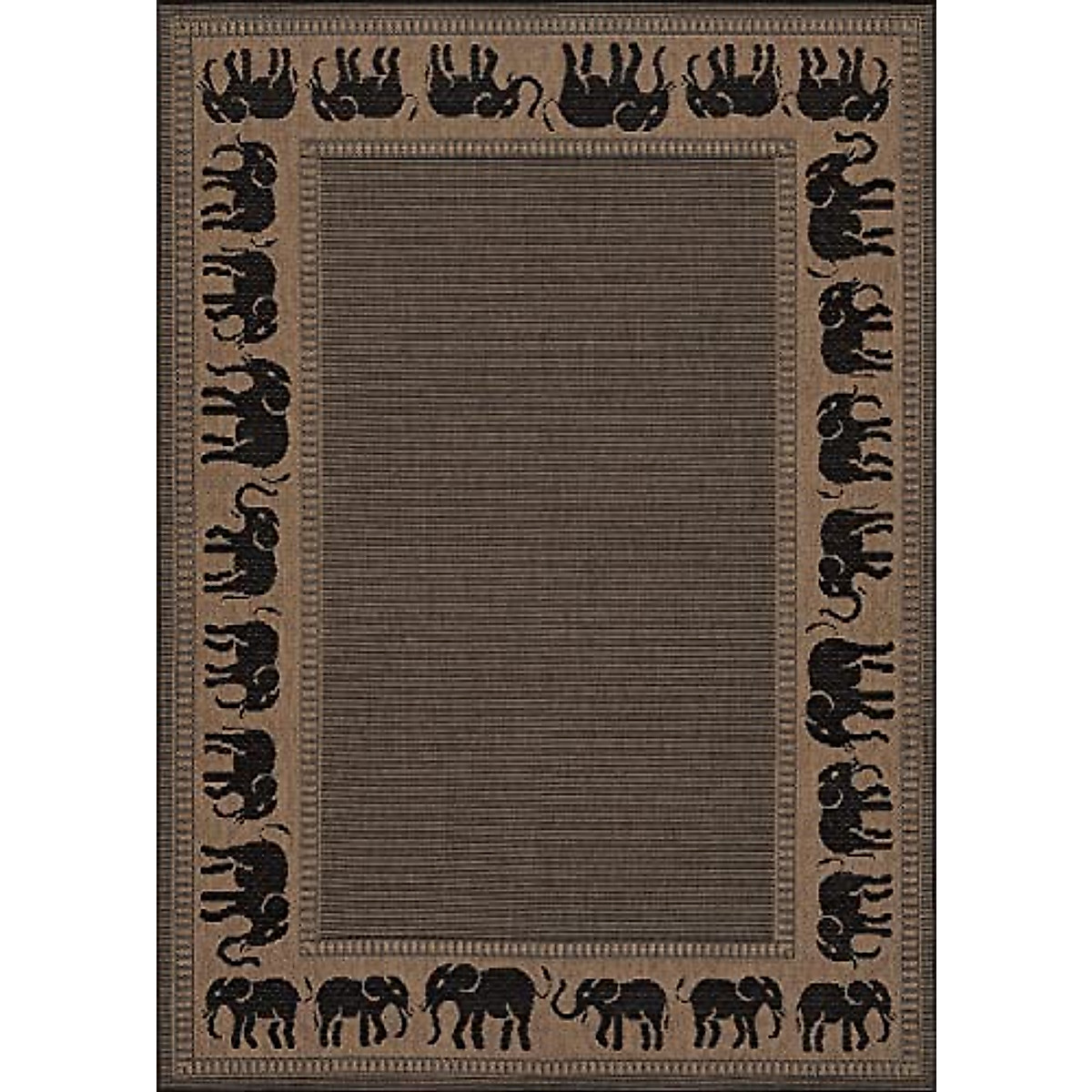 Couristan Recife Elephant Indoor/Outdoor Area Rug, 3'9" x 5'5", Cocoa-Black