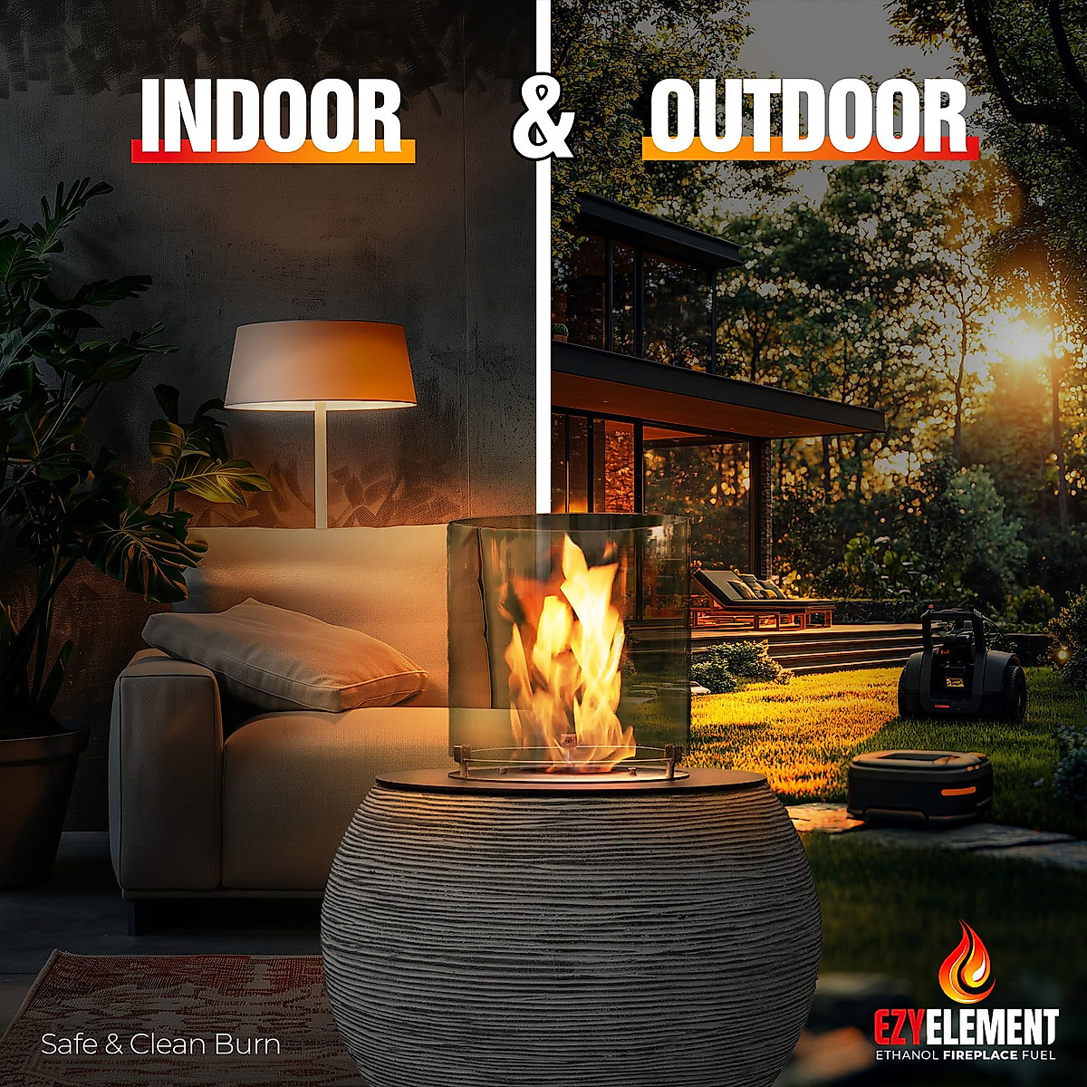 Bioethanol Fireplace Fuel 1 Liter - Clean Burning, Odorless, and Smokeless Bioethanol Fuel for Tabletop Fireplaces, Bio Ethanol Fuel for Table Top Fire Pit, Renewable Ethanol Fire Pit Fuel Burners