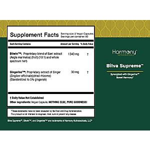 Bilva Supreme - Synergized with Gingerine - Harmony Nutraceuticals Ayurvedic Medicine to Support Healthy Digestive System - 120 Vegan Capsules