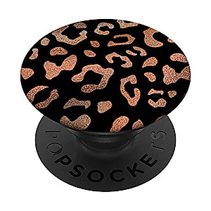 Rose Leopard Cheetah Black PopSockets Swappable PopGrip