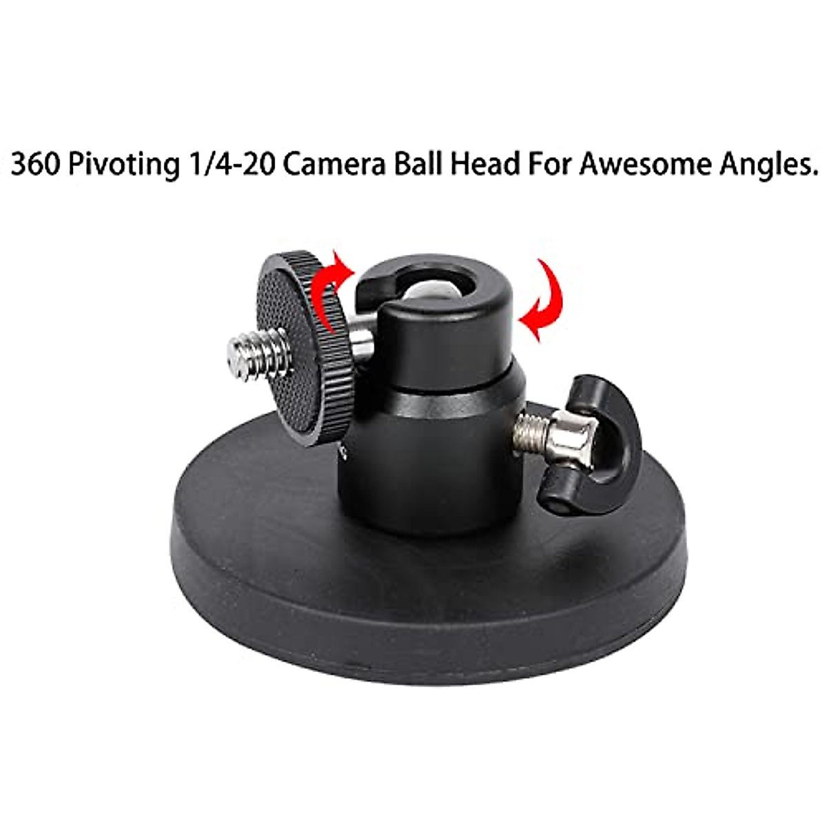 PellKing Magnet Camera Mount for GoPro Insta360 Akaso DJI Action ,with Rotation Ball Head Super Strong Rubber Coating Neodymium Magnet for Car, Attaches to Steel or Other Magnetic Surfaces