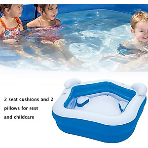Inflatable Pool with 2 Seats,Headrest Cup Holder Family Paddling Pool Swimming Pool Bath Tub for Kids Toddlers Adults