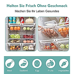 MDHAND Refrigerator Organizer Bins, Pull-Out Fridge Drawer Organizer Bins, Kitchen Refrigerator Pantry Organizer for Fruit and Vegetable, Fridge Organization fit for Fridge Shelf Under 0.6"